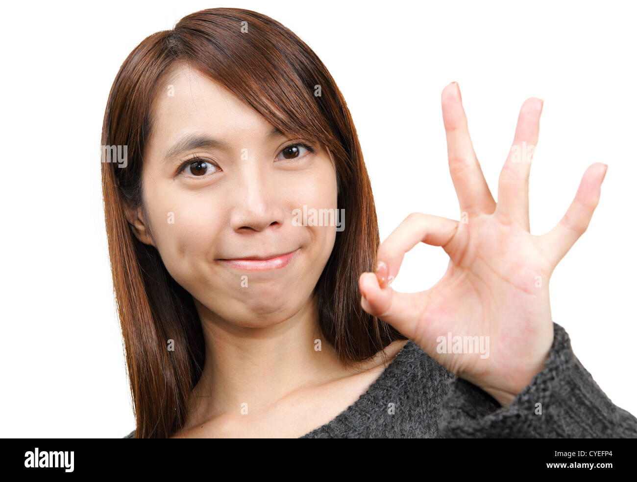 woman show ok Stock Photo - Alamy