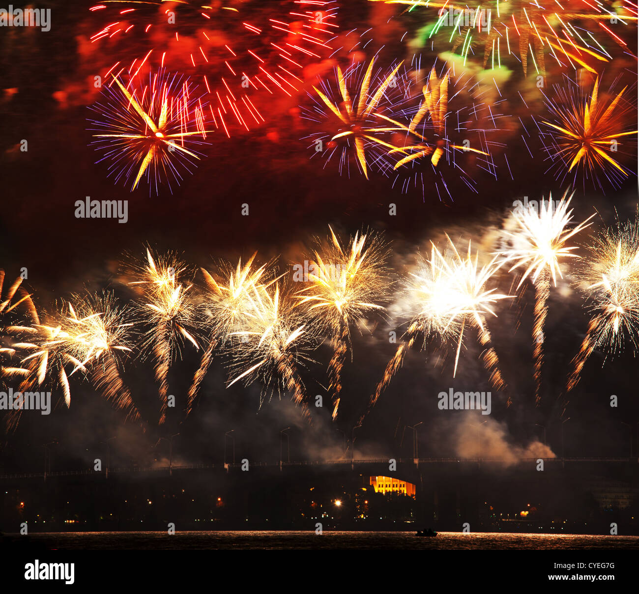 A collage of exploding fireworks Stock Photo - Alamy