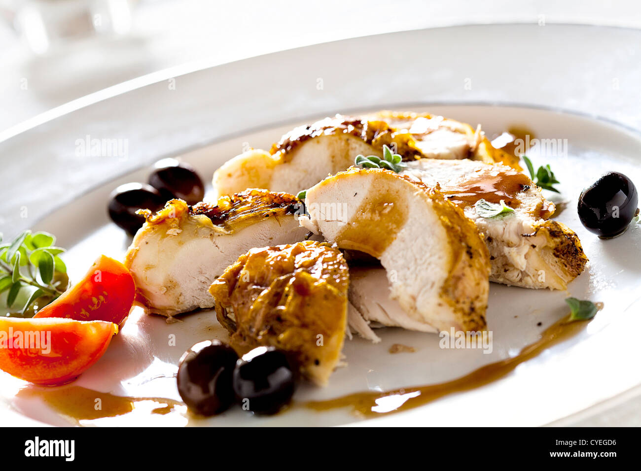Close Up Photograph of Slices of a Gourmet Chicken Fillet Stock Photo ...