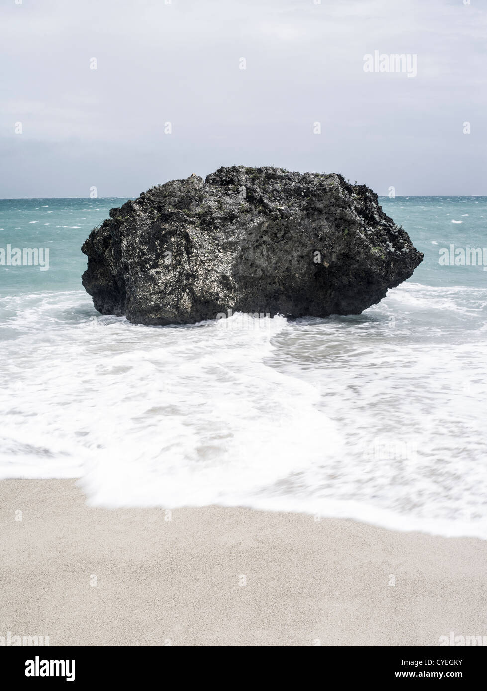 Seascape, Limestone coral rock, beach and ocean, Okinawa, Japan Stock ...