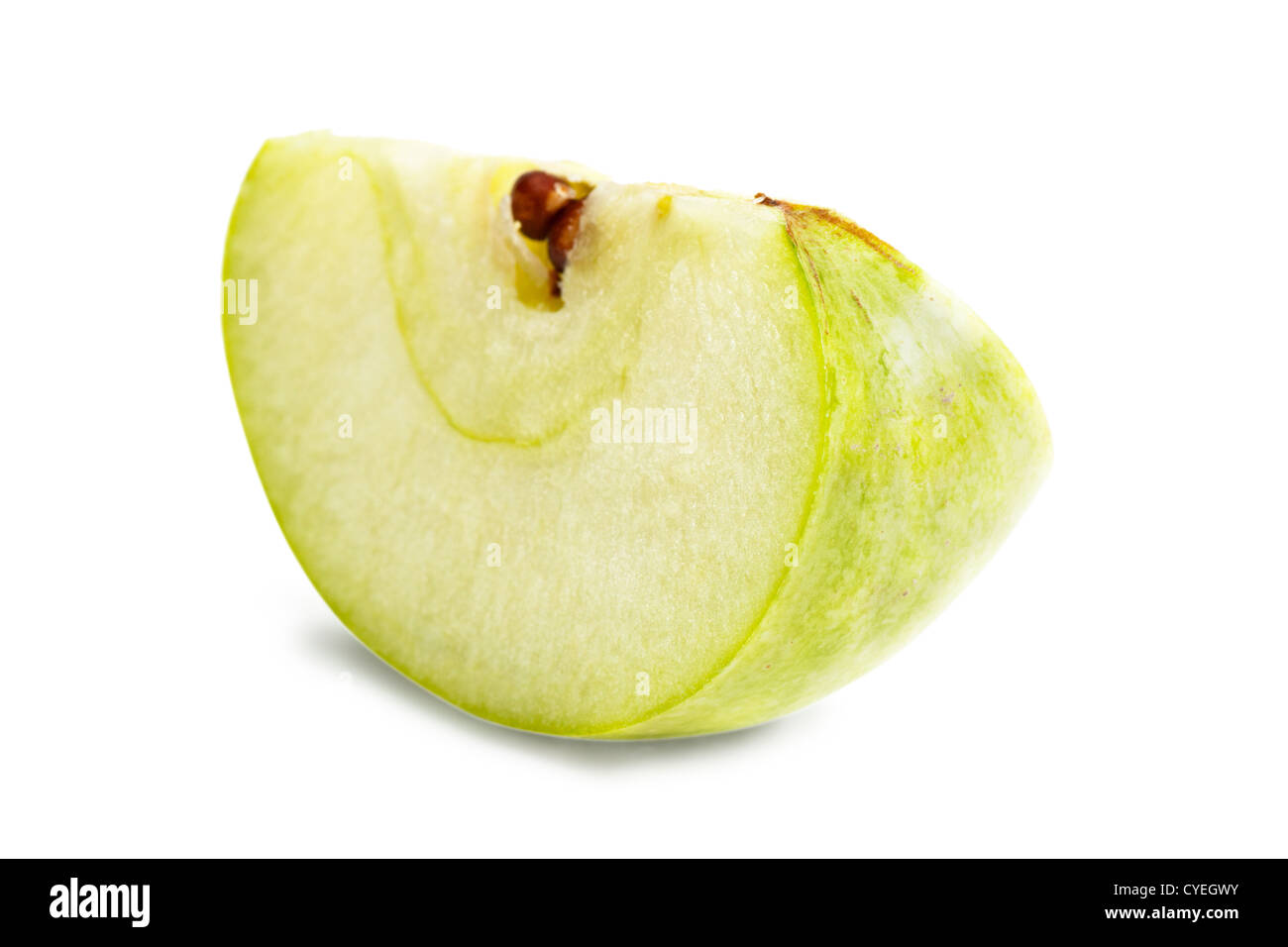 A section of big green apple over white background Stock Photo - Alamy