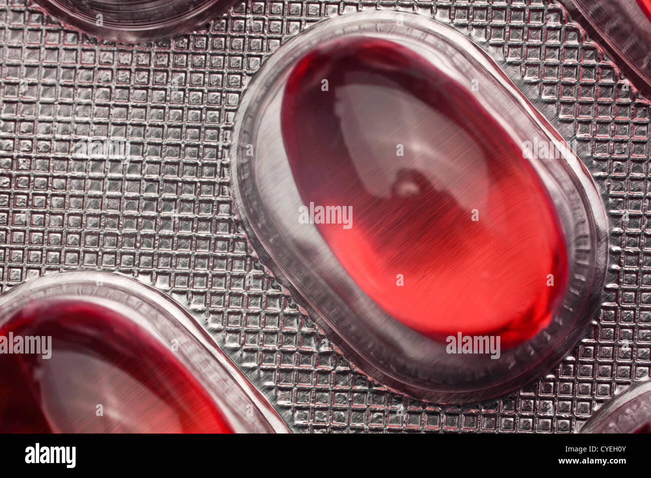 Red Pill In Metal Blister, copy space Stock Photo - Alamy