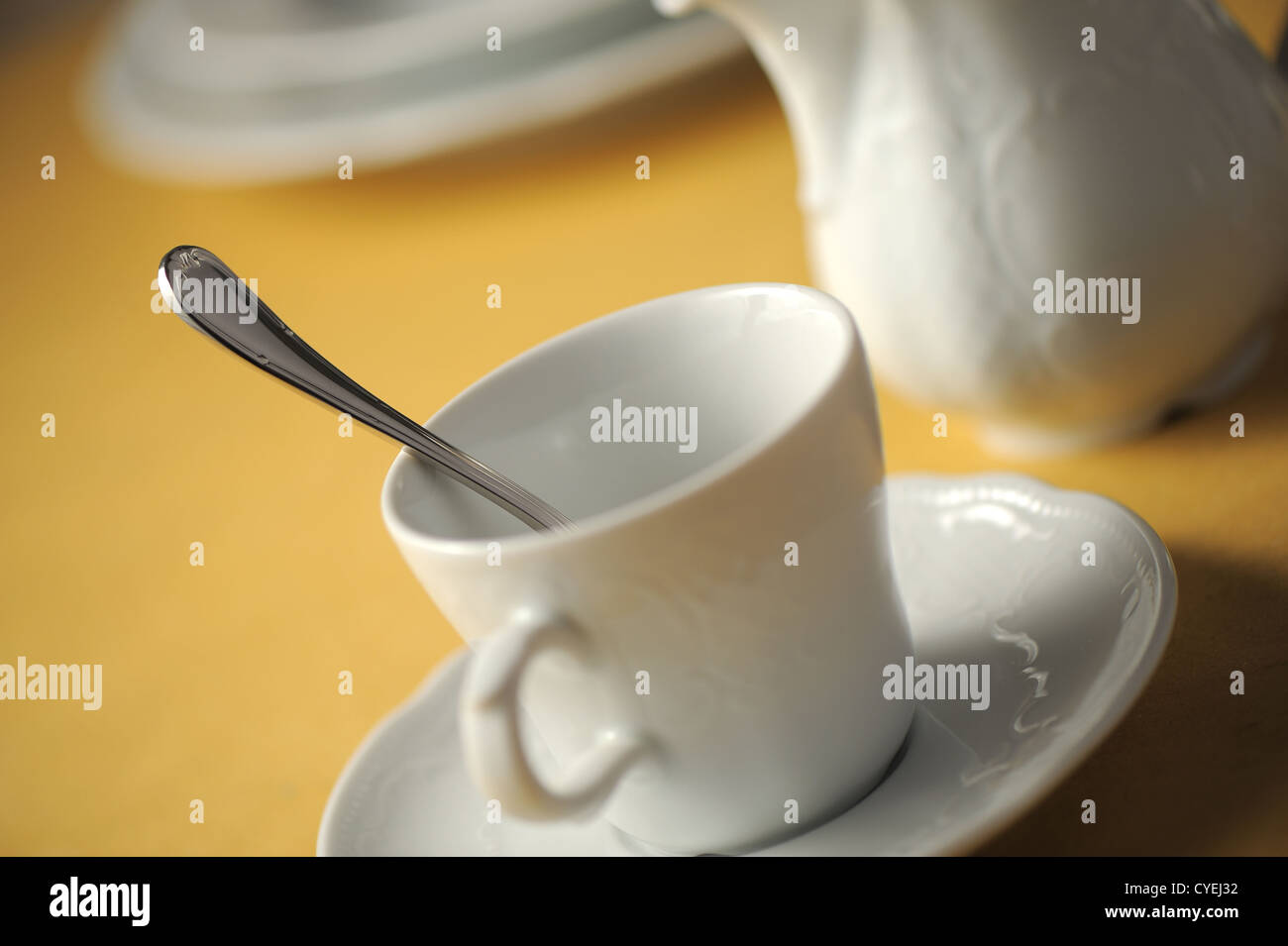 cup on table, close up, shallow dof Stock Photo - Alamy