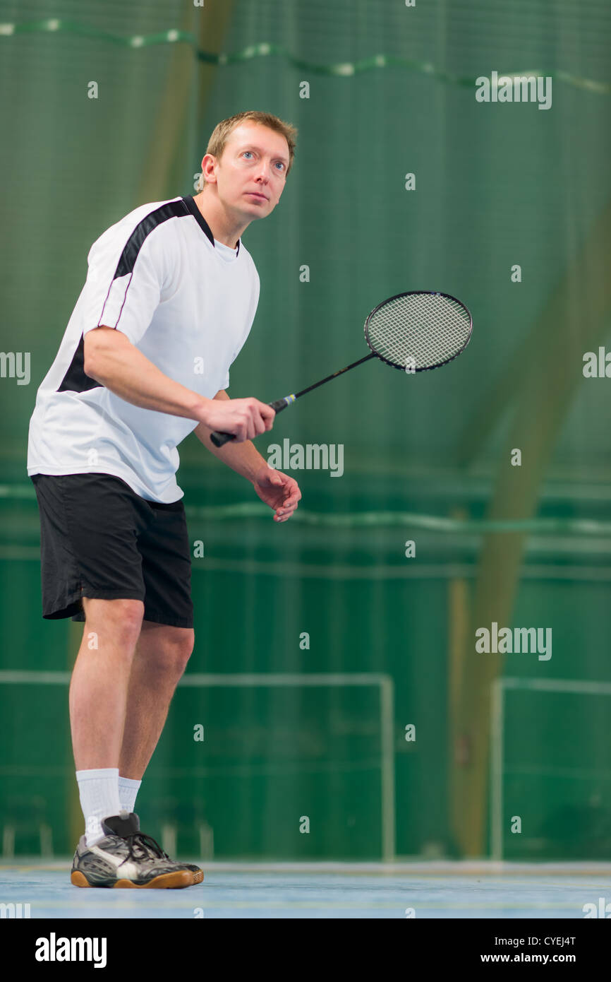 Man concentrate to the badminton game, low angle shot Stock Photo - Alamy