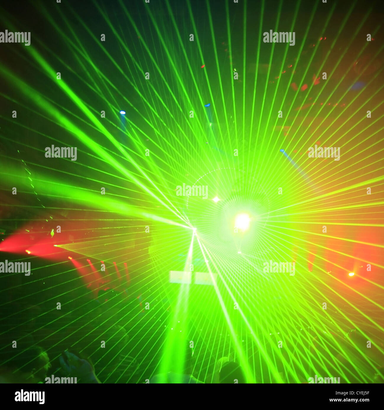 Colored laser party in entertainment disco club Stock Photo - Alamy