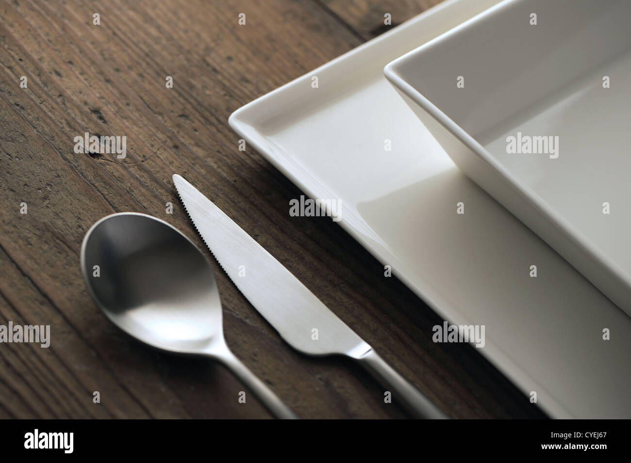 Close-up of silverware , on the dining table Stock Photo - Alamy
