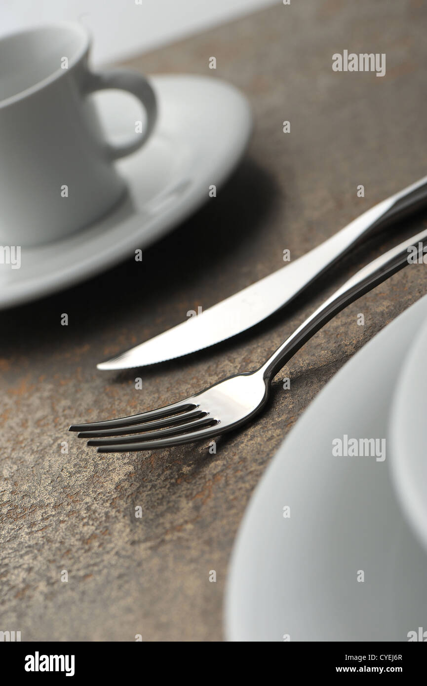 Close-up of silverware , on the dining table Stock Photo - Alamy