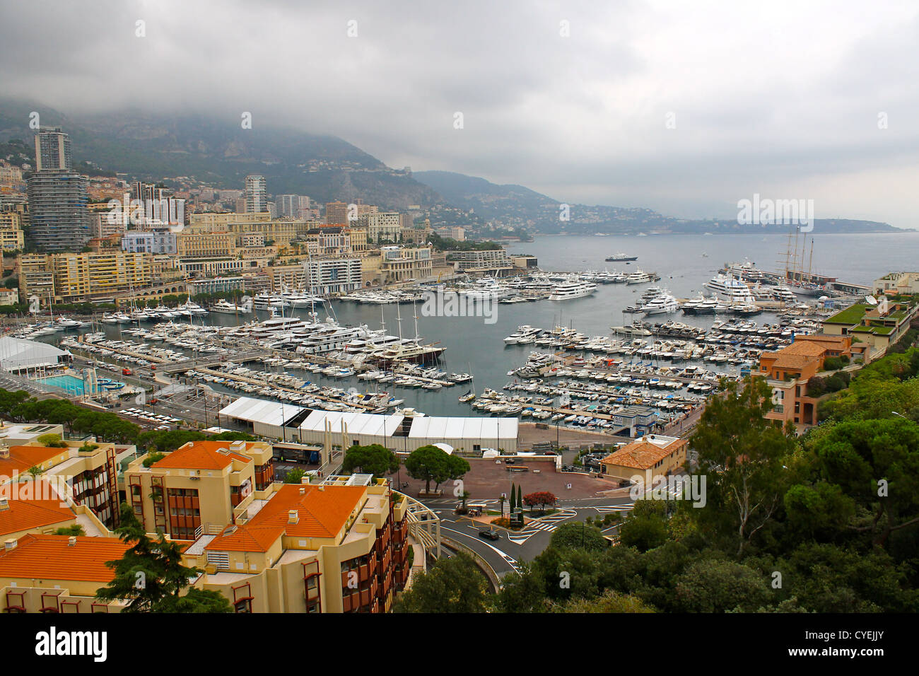 Monaco harbor, view from castle Stock Photo - Alamy