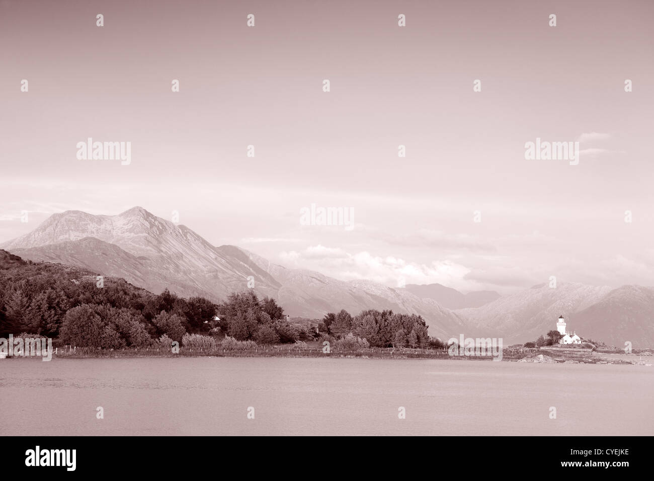 Isle Ornsay Lighthouse; Isle of Skye; Scotland; UK in Black and White ...