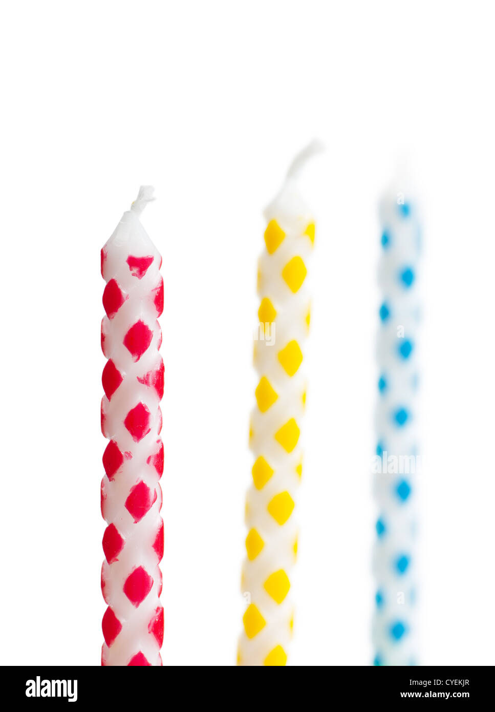 Macro view of three birthdays candles Stock Photo - Alamy