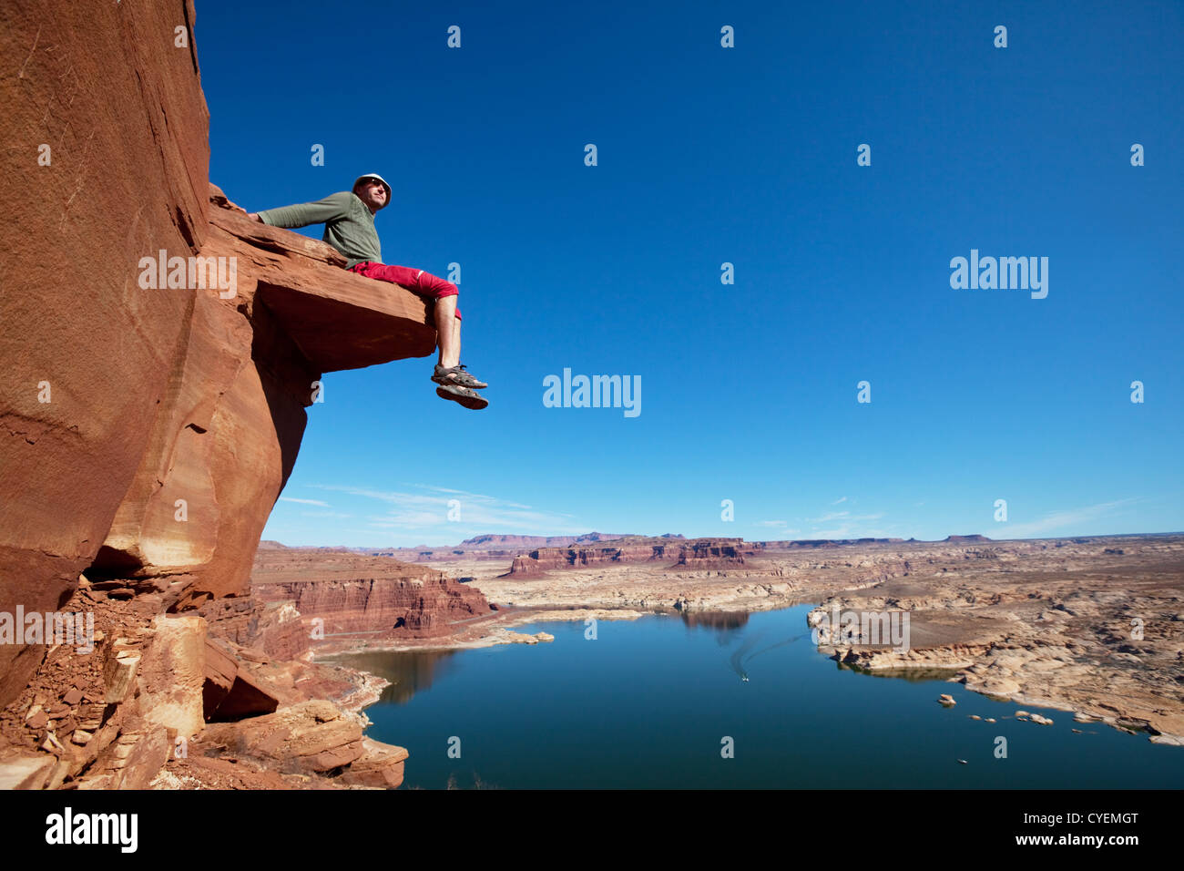 man on the cliff Stock Photo - Alamy