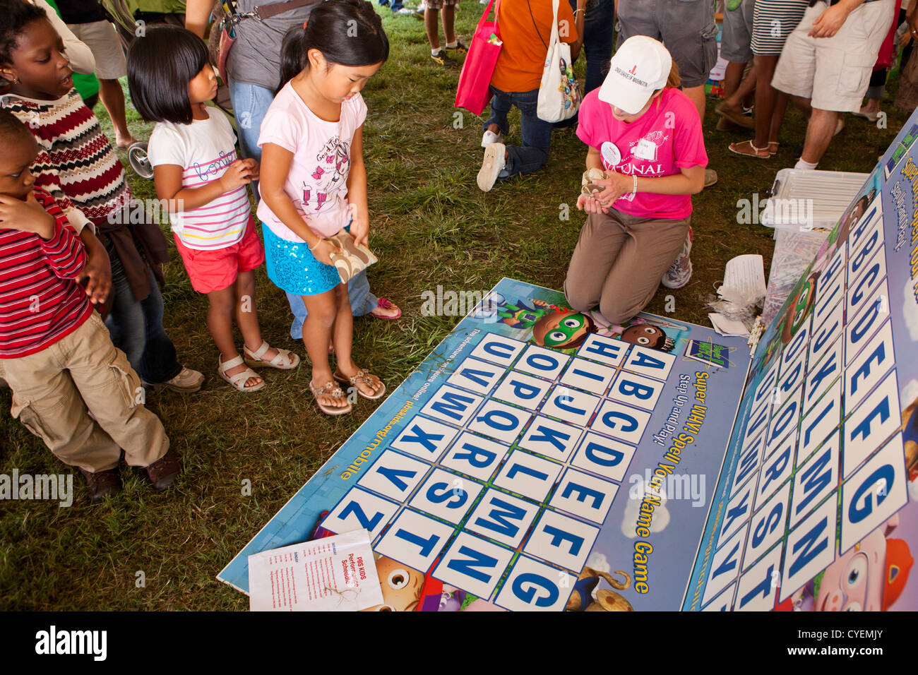 Children playing an alphabet game Stock Photo - Alamy