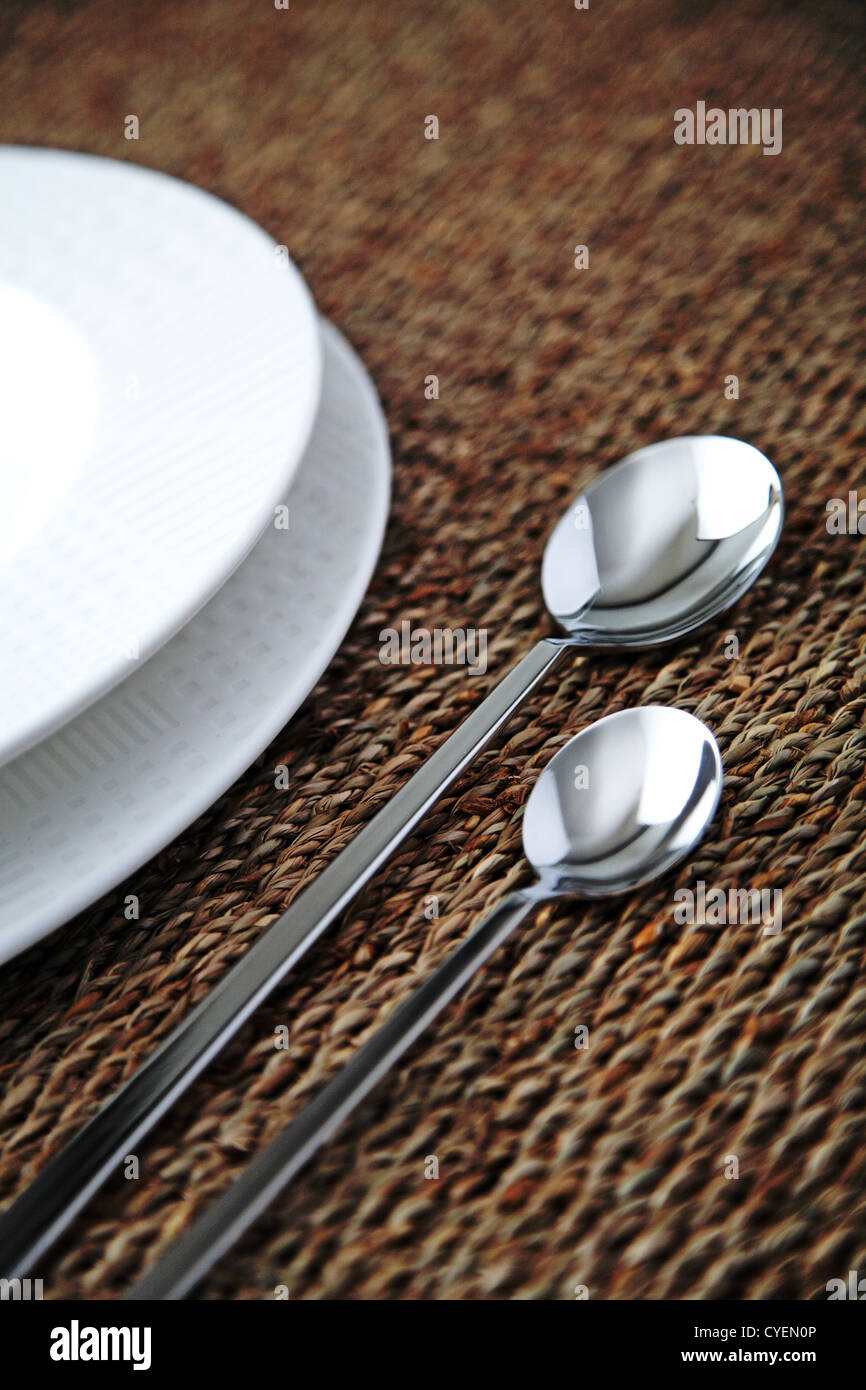 Close-up of silverware , on the dining table Stock Photo - Alamy