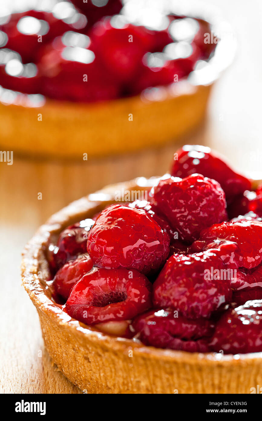 Photograph of two freshly made raspberry pies Stock Photo - Alamy