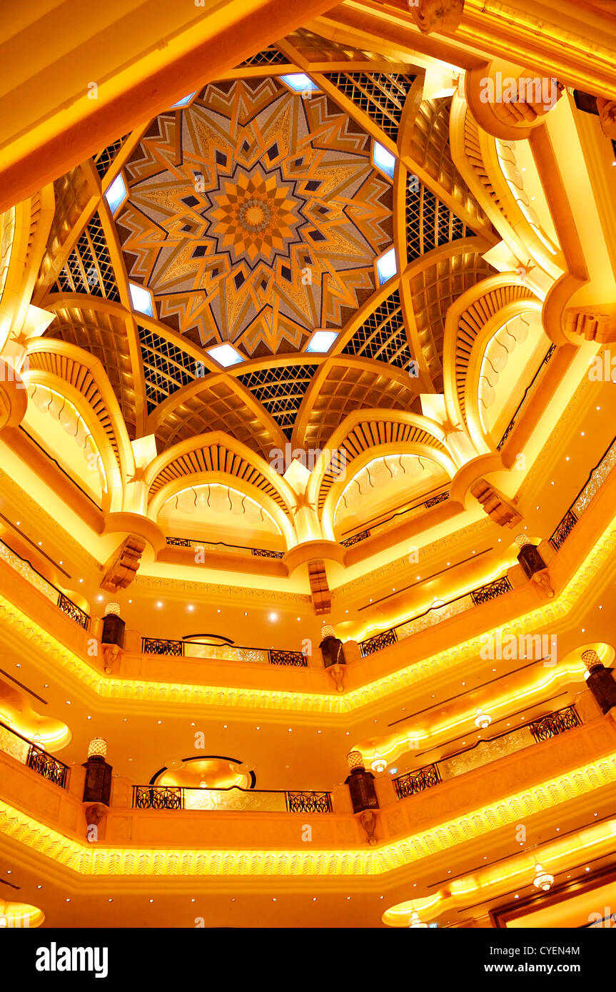 famous architectural detail of the Emirates palace hall in Abu Dhabi ...