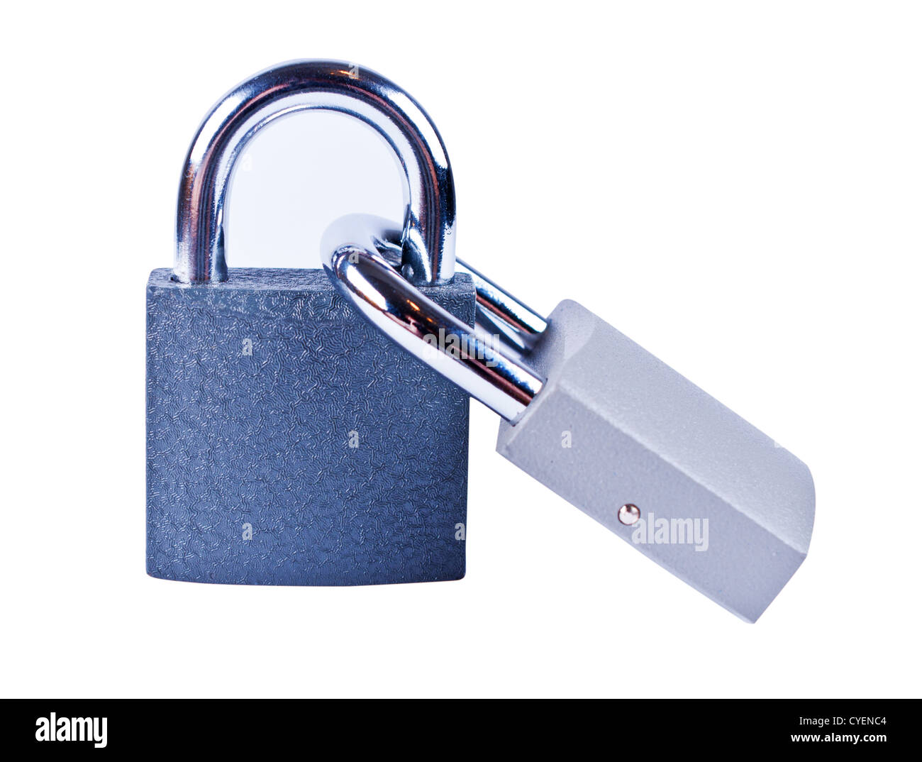 Two padlocks on white background isolated close up Stock Photo - Alamy