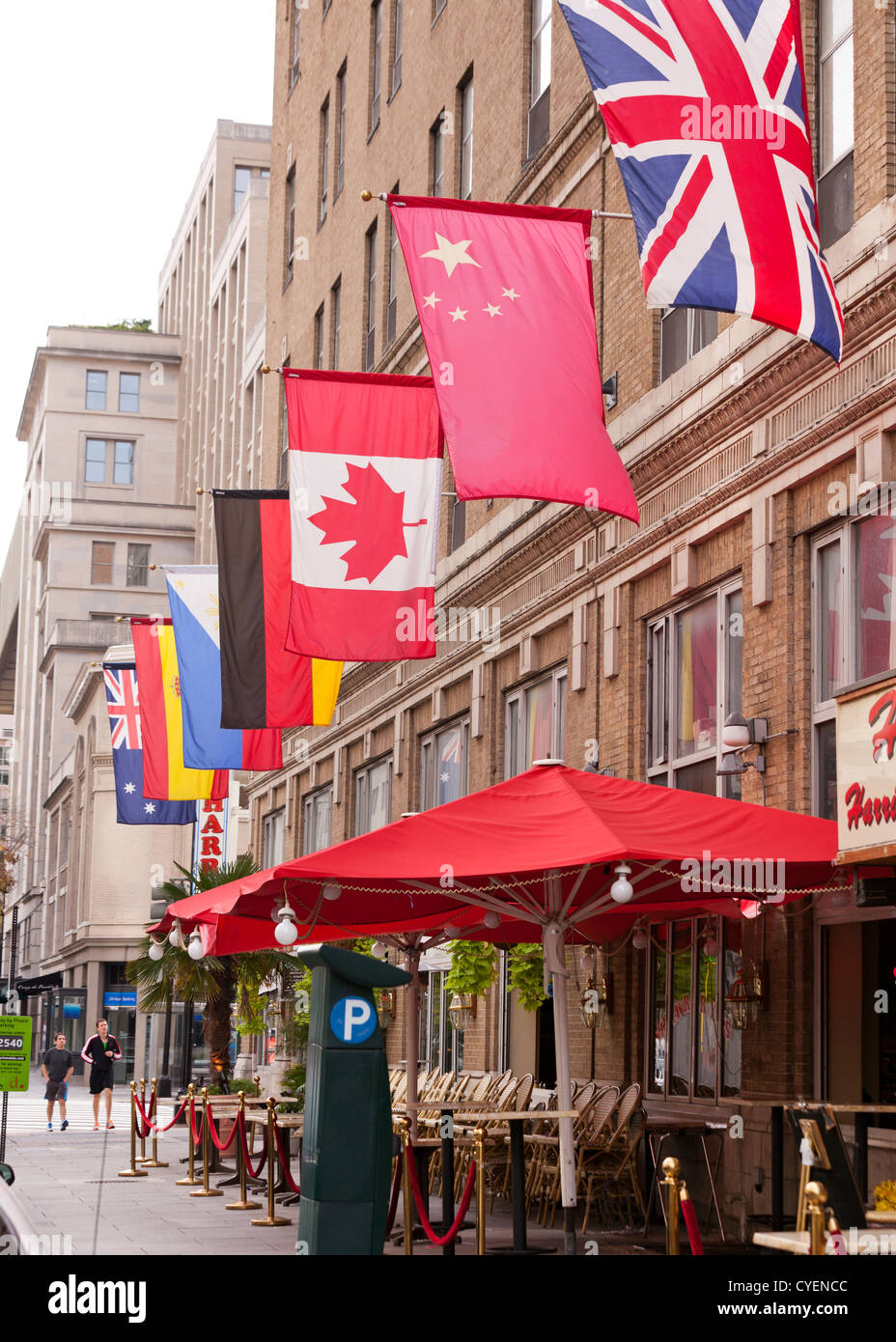 Multi-National flags on building Stock Photo - Alamy