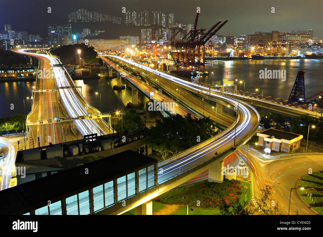 Cargo Terminal and highway Stock Photo - Alamy