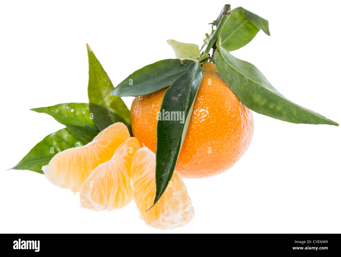 Tangerine pieces isolated on white background Stock Photo - Alamy