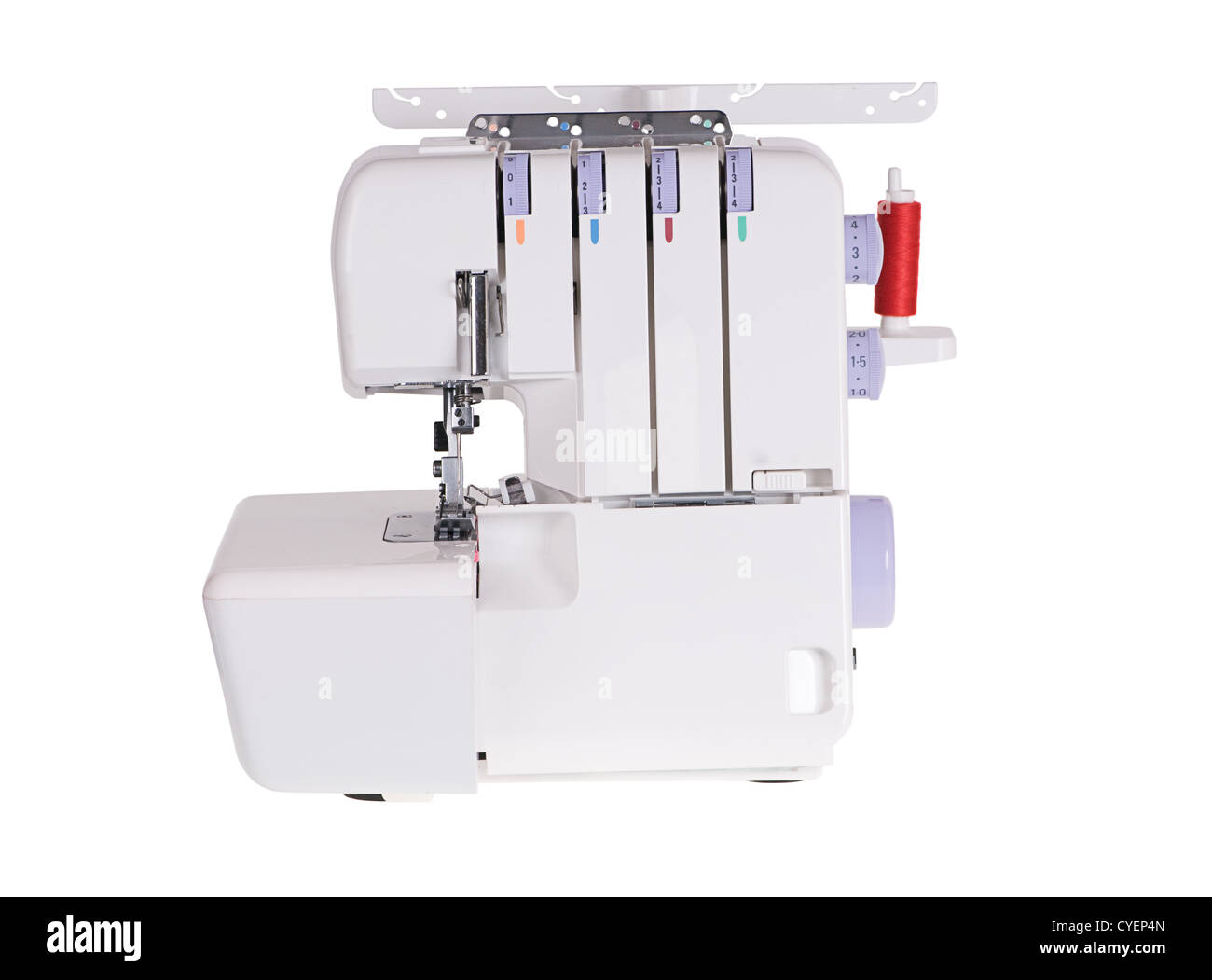 white sewing machine isolated on white background Stock Photo - Alamy