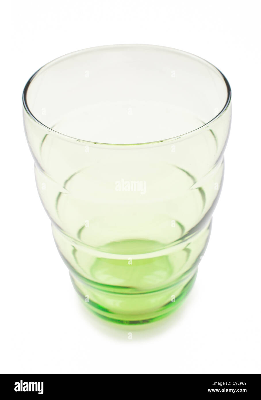 Green glass cup on white background Stock Photo - Alamy