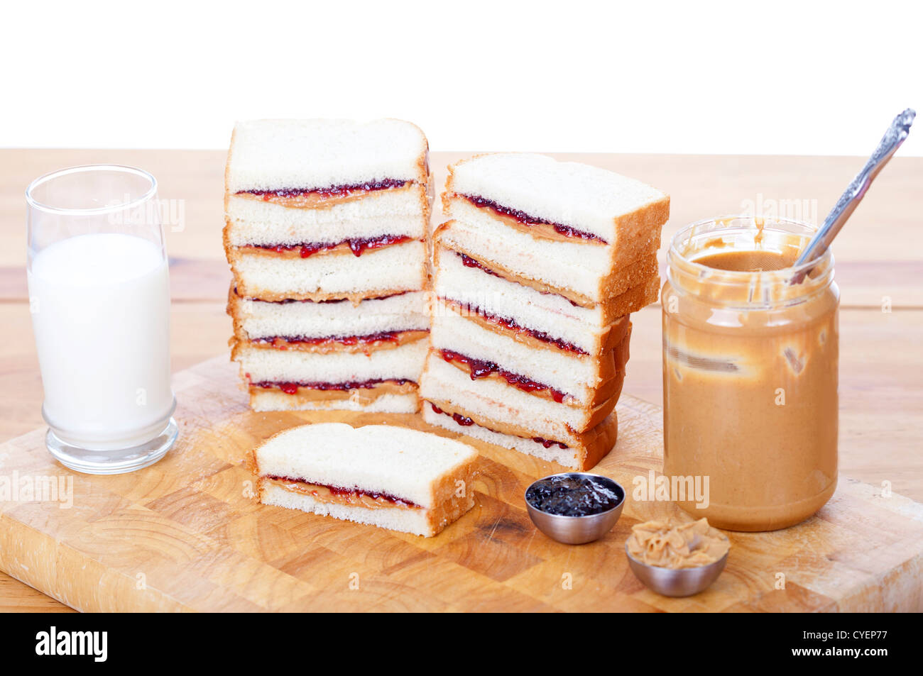 Stacks of peanut butter and jelly sandwiches on white Stock Photo - Alamy