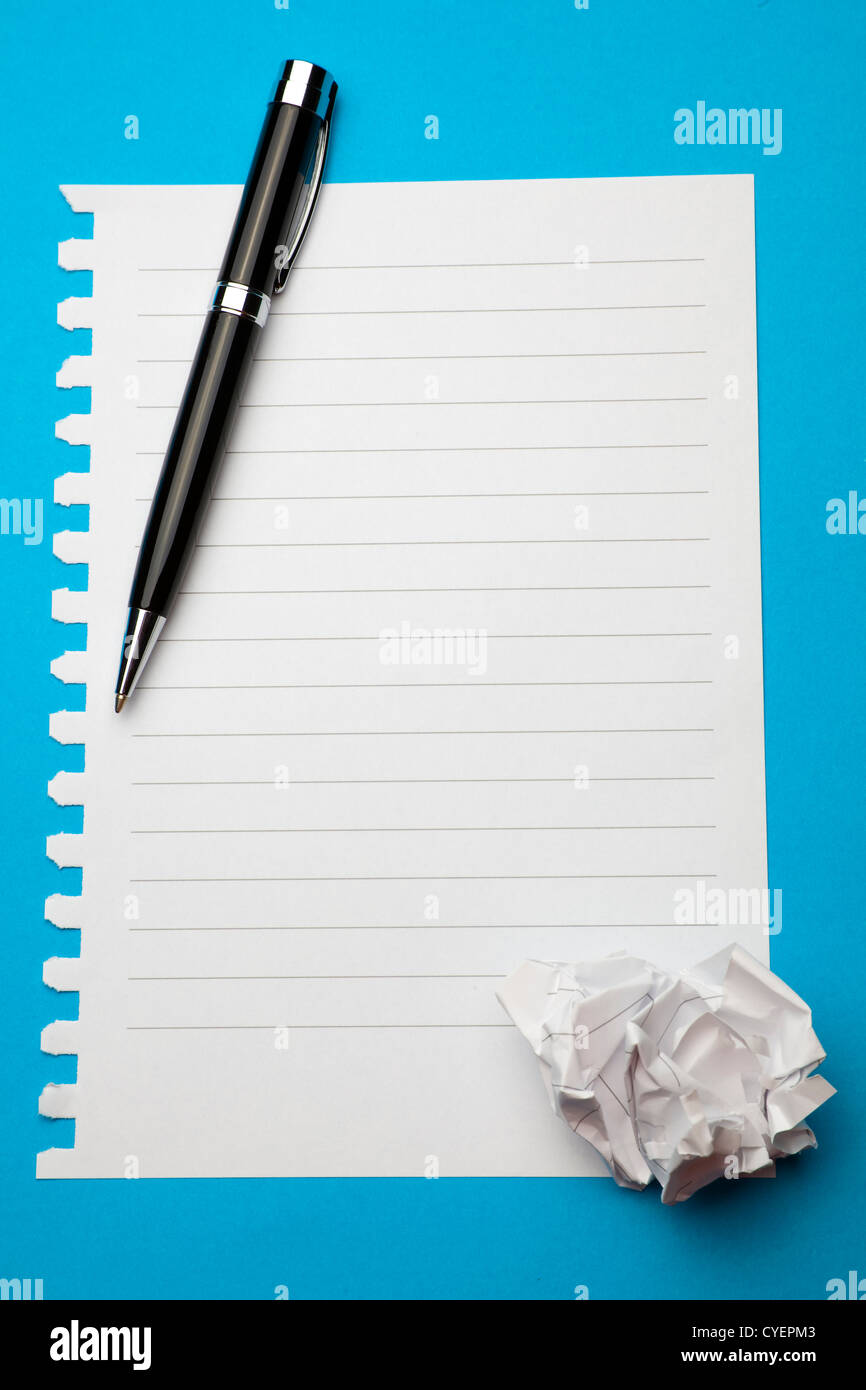 Clear paper ready for writing, pencil, background Stock Photo - Alamy