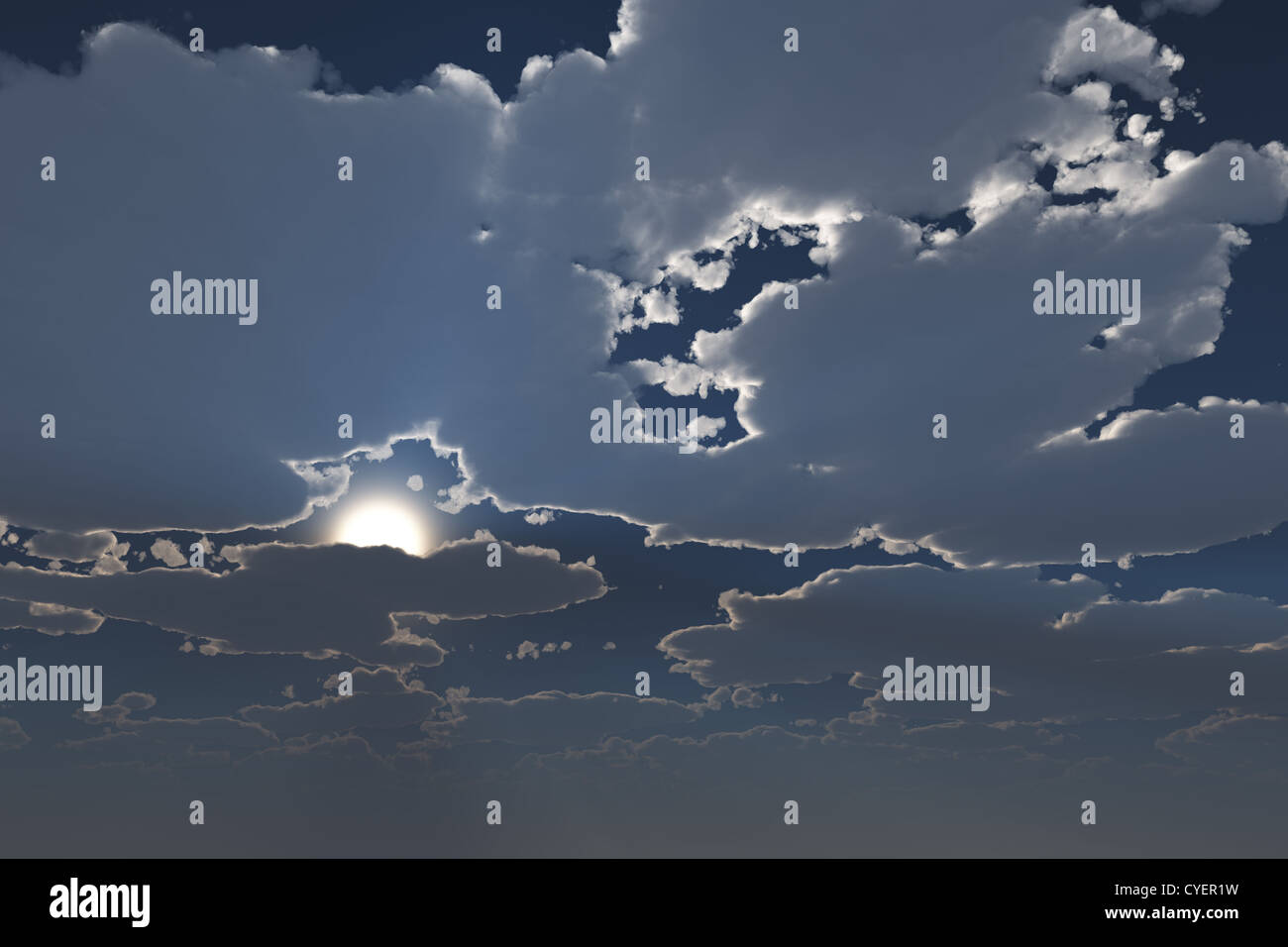 Cloudy sky background overcast with sun Stock Photo - Alamy