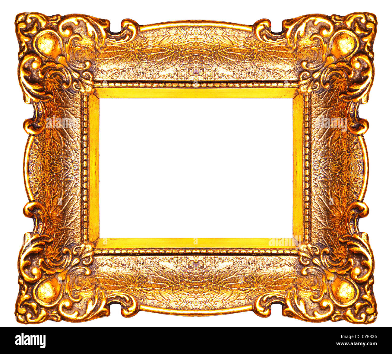 Old Gold Picture Frame Isolated On White Background, Design Element ...