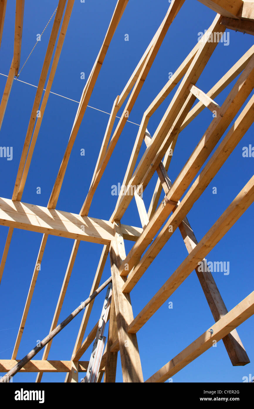a carcass roof on a building site Stock Photo - Alamy