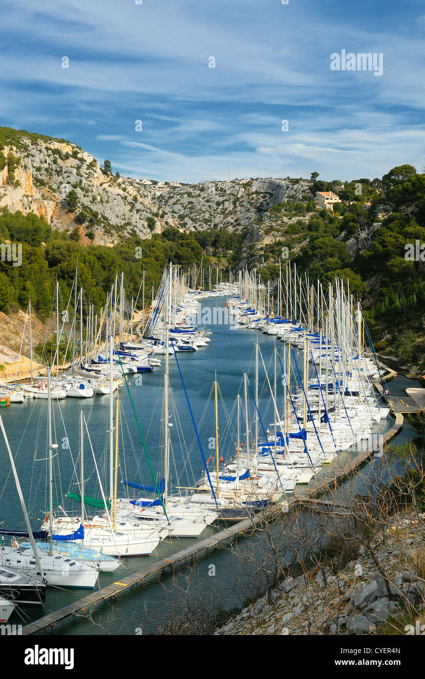 yacht boats in the calanques near cassis Stock Photo - Alamy