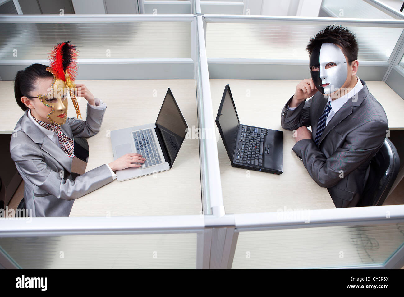 Business person sitting in office,wearing mask Stock Photo - Alamy