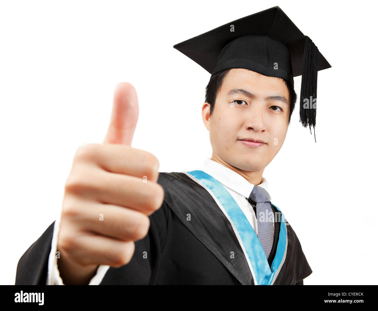graduate student with thumb up Stock Photo - Alamy