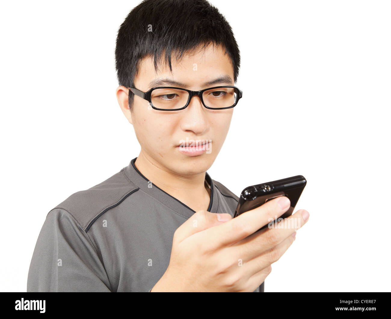 man writting SMS on mobile phone Stock Photo - Alamy