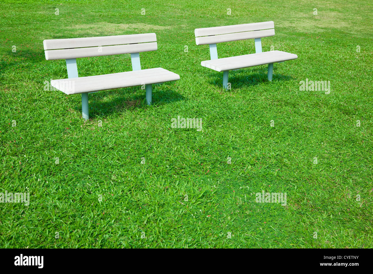 chair in the park and green field Stock Photo - Alamy
