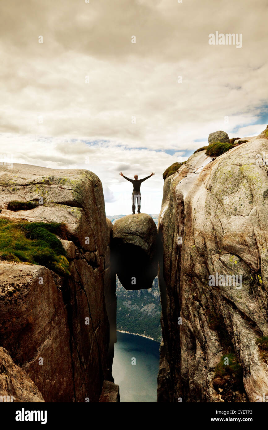 Kjeragbolten in Norway Stock Photo - Alamy