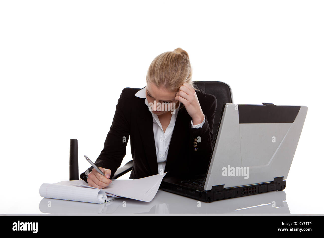 hard working business woman at desk Stock Photo - Alamy