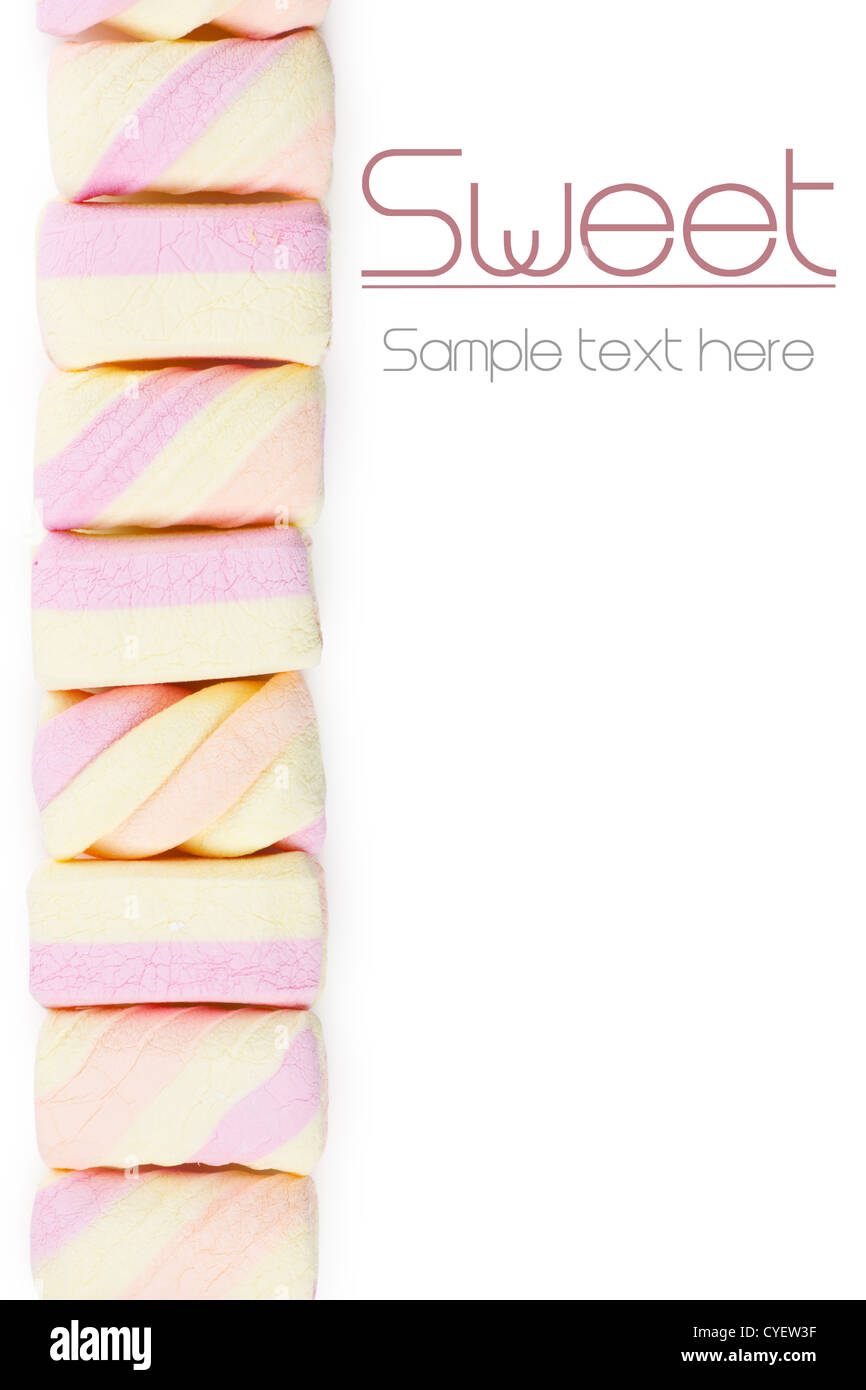 A row of colorful marshmallows with sample text Stock Photo - Alamy