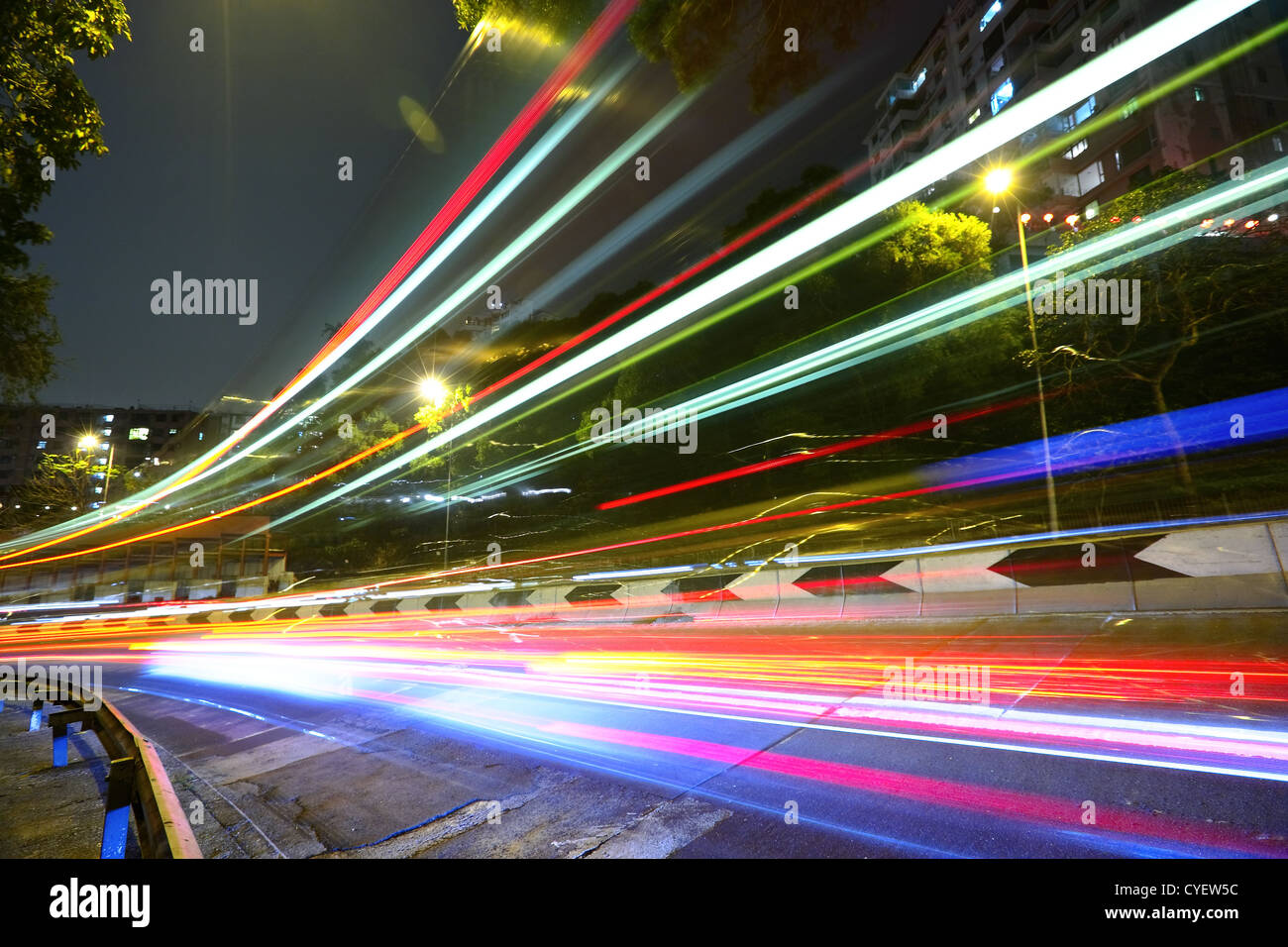 light trails on highway Stock Photo - Alamy