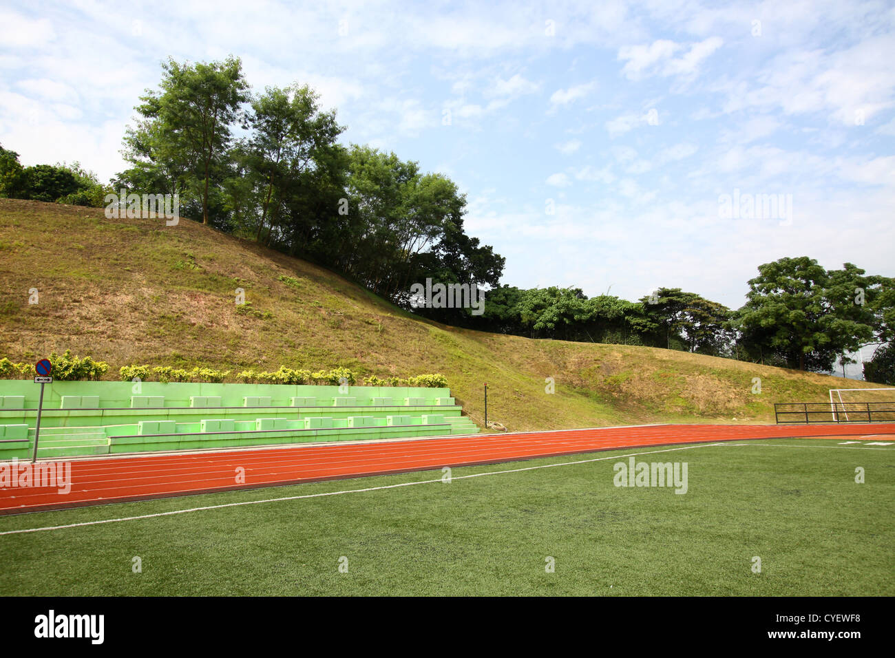 Stadium chairs and running track Stock Photo - Alamy