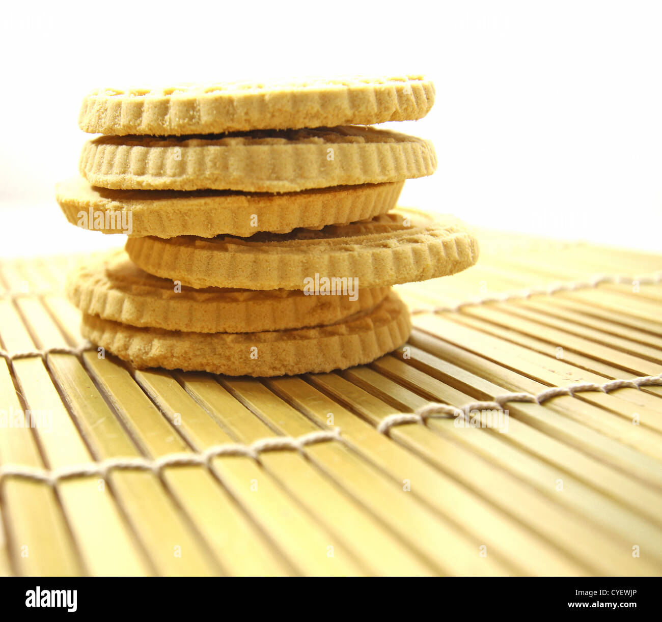 Rice biscuits on bamboo plate Stock Photo - Alamy
