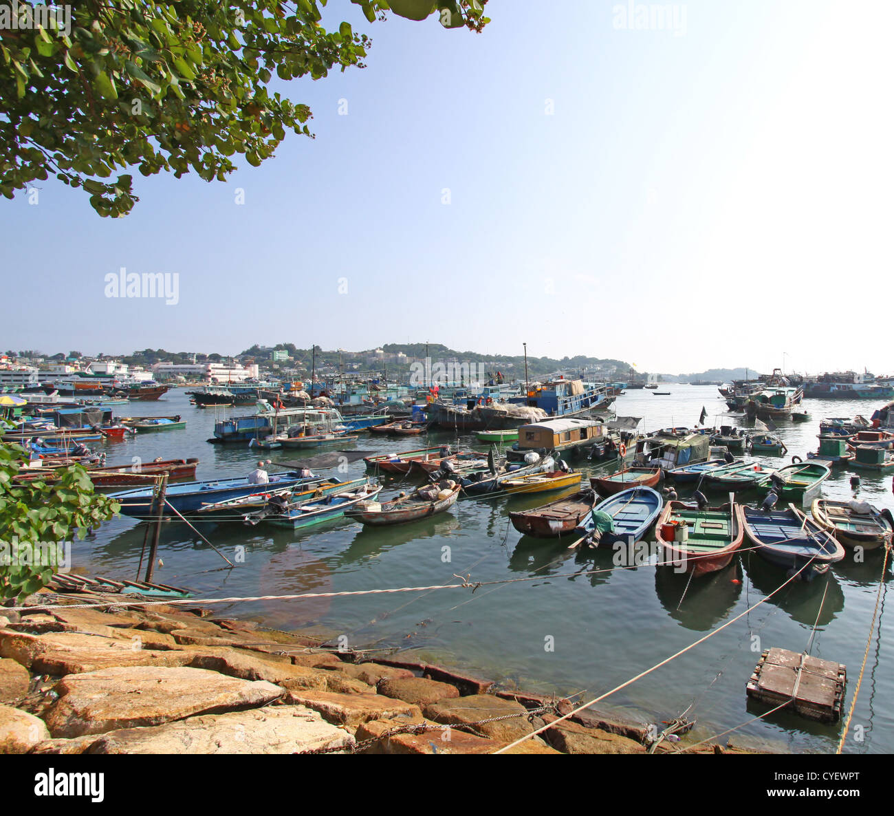 Cheung Chau fishing boats along the coast in Hong Kong Stock Photo - Alamy