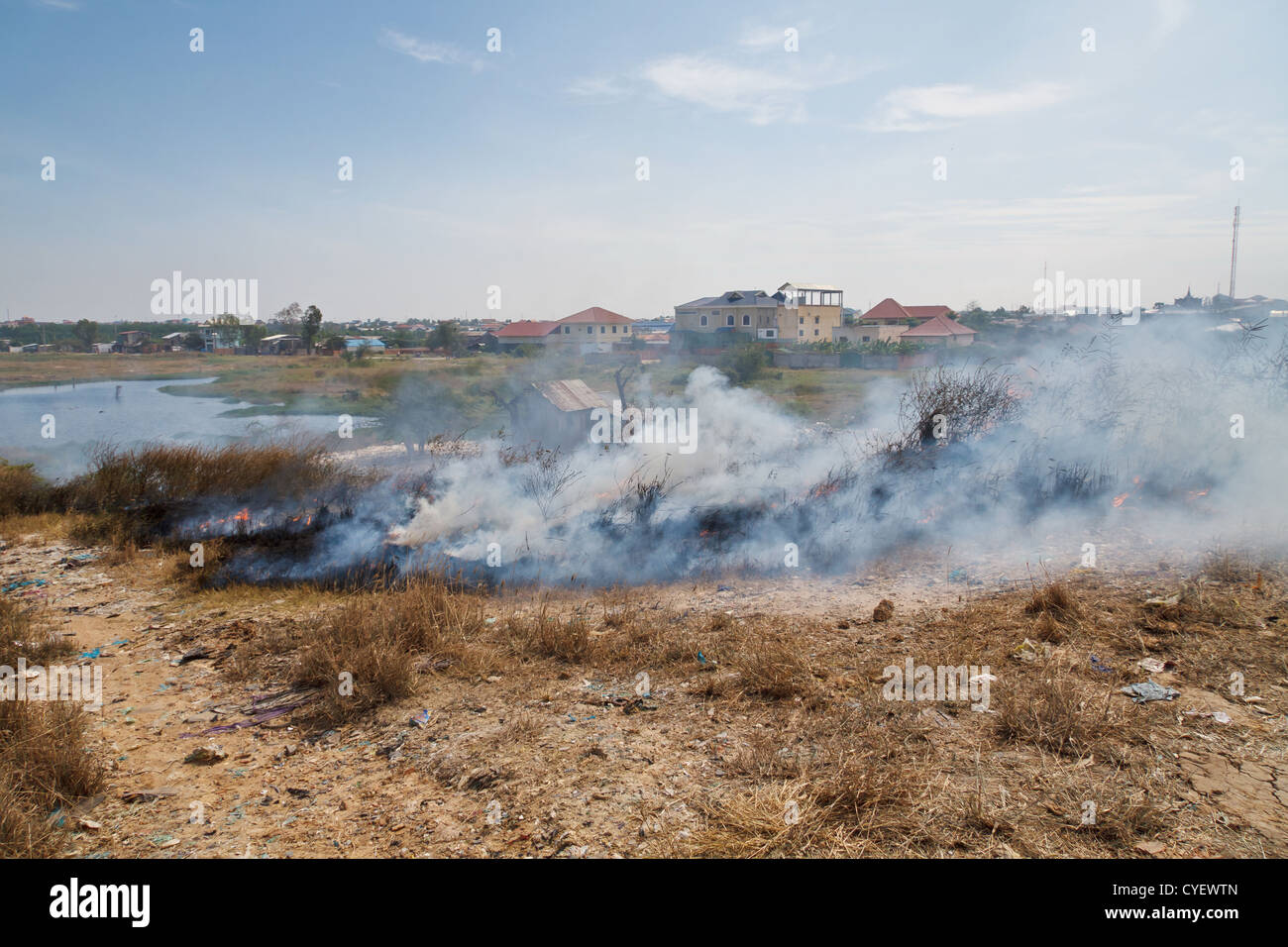 View over the renowned Dump Site Stung Meanchey in Phnom Penh, Cambodia ...
