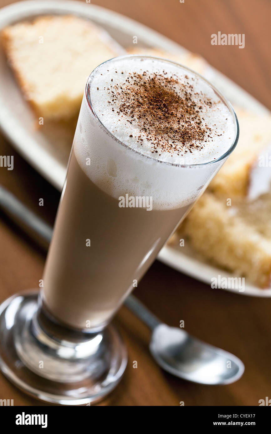 Photograph of a long glass of hot coffee Stock Photo - Alamy