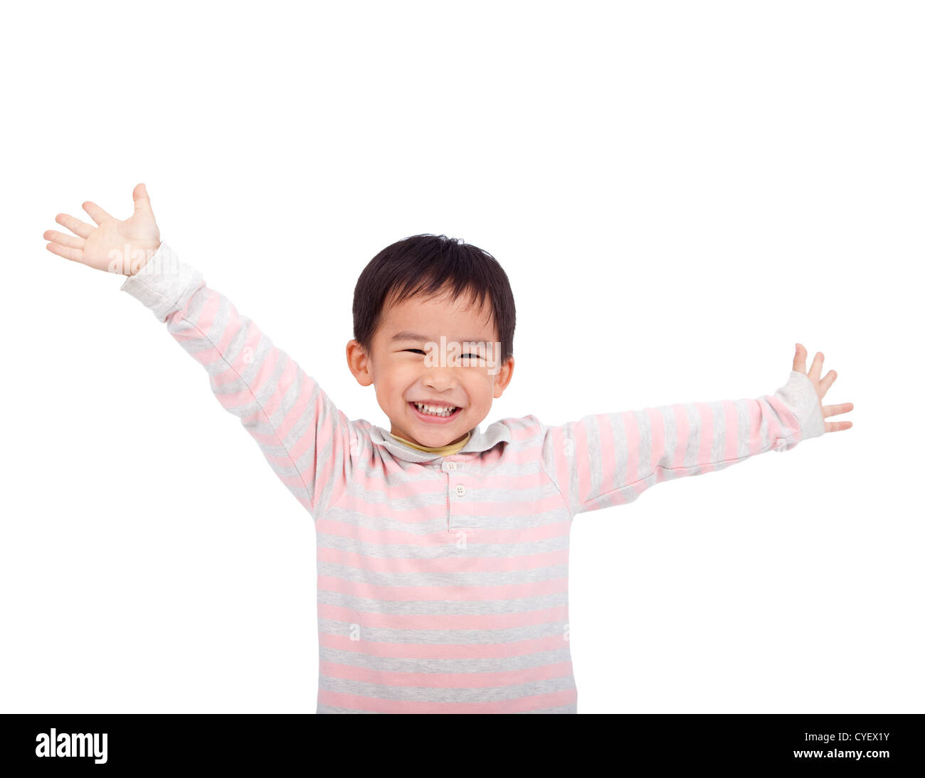happy asian boy raising hand Stock Photo - Alamy