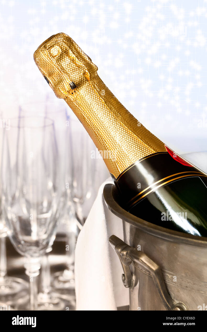 Close up photograph of a champagne bottle Stock Photo - Alamy