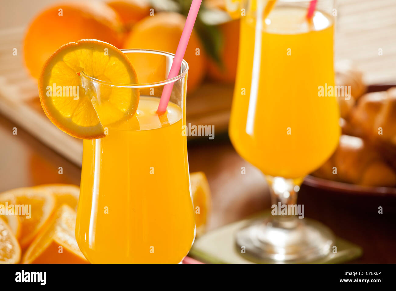 Fresh Orange Juice and Croissants Breakfast Stock Photo - Alamy