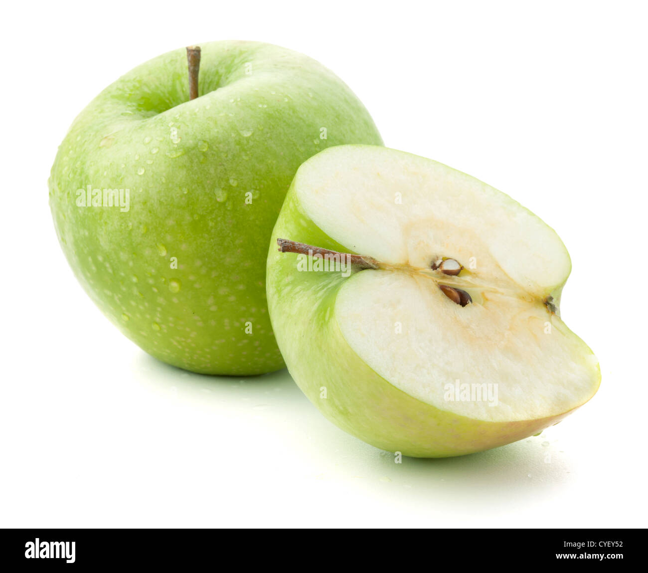 Ripe green apples. Isolated on white Stock Photo - Alamy