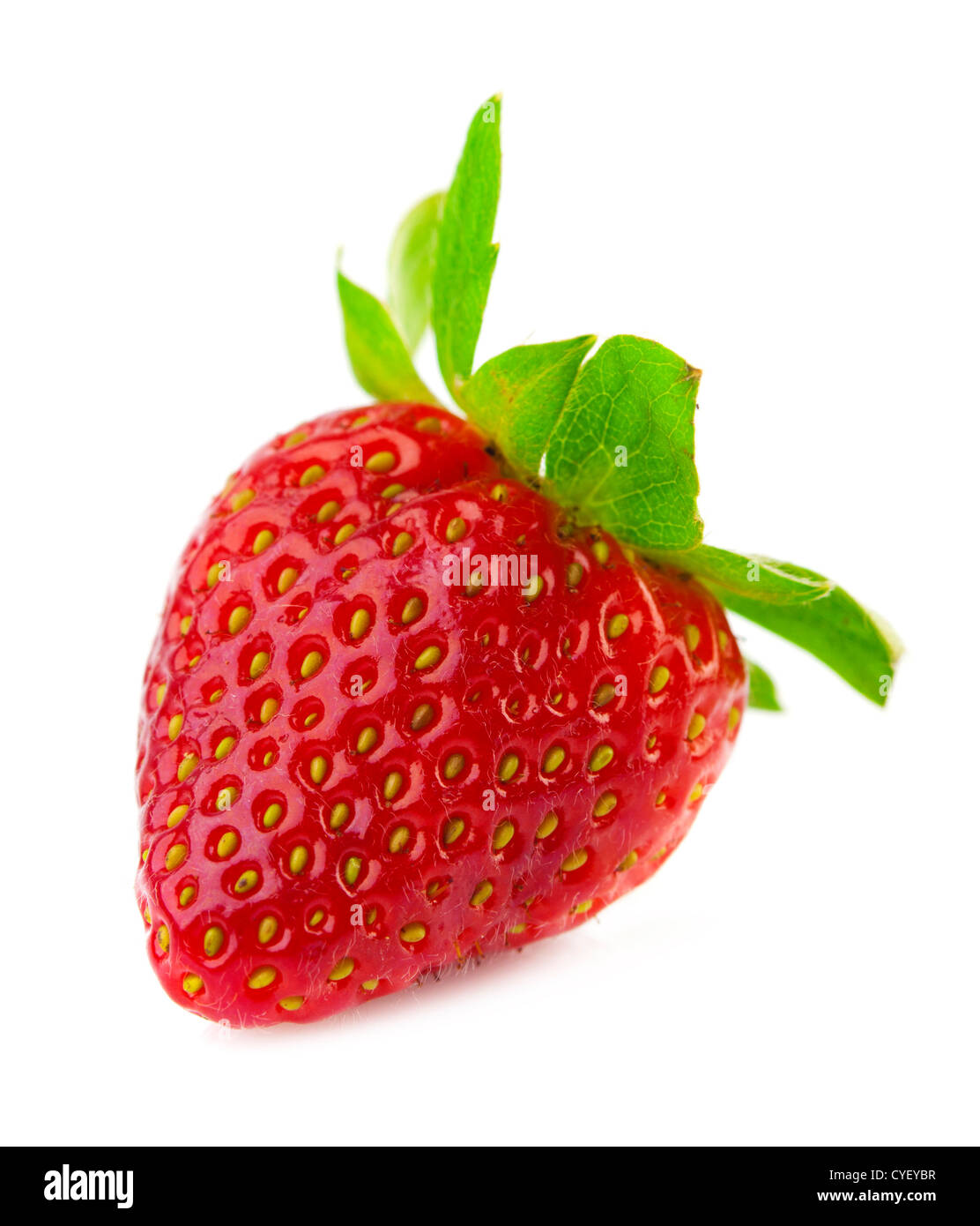 Single strawberry on white background Stock Photo - Alamy