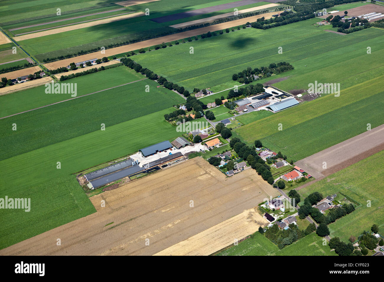 The Netherlands, Stadskanaal. Farms and farmland. Aerial Stock Photo ...